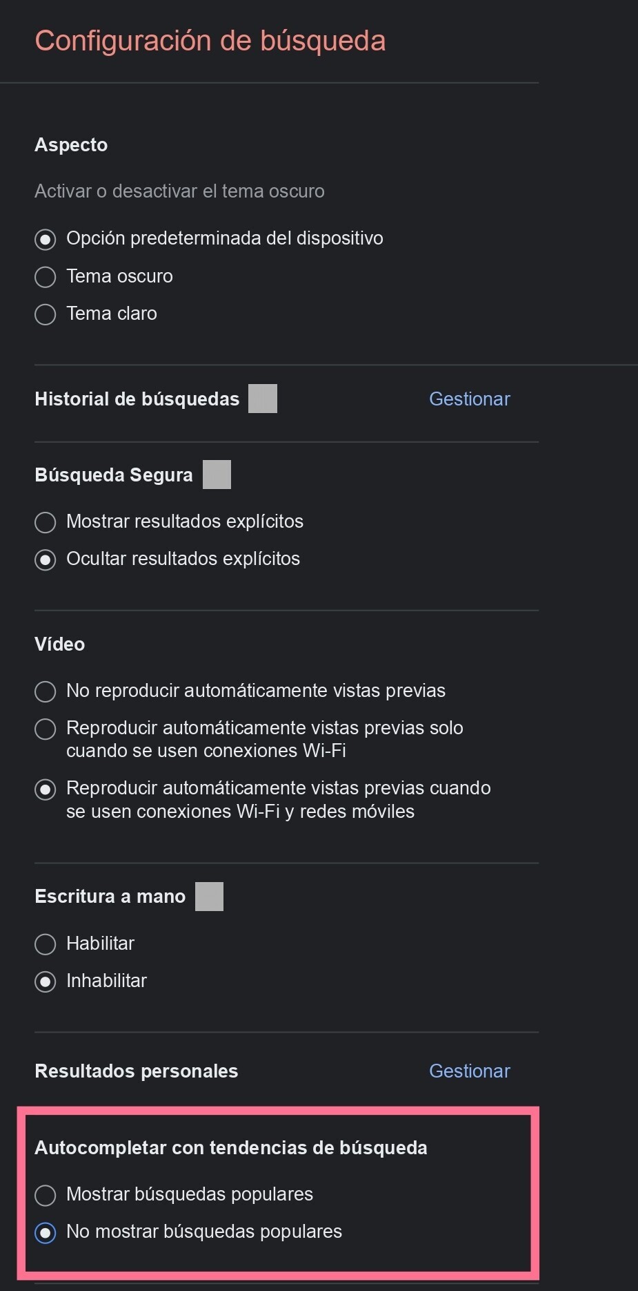 Autocompletar en Google: cómo eliminar tendencias de búsqueda